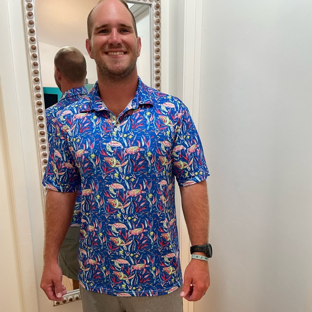 Proud 90 Golf Polo Sea Turtles Xl - Gem